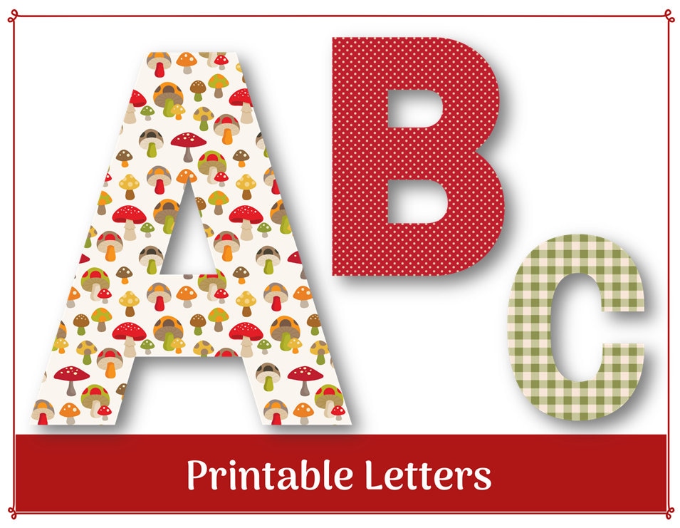 Mushroom Alphabet Letters: Woodland Printable Clip Art (instant ...