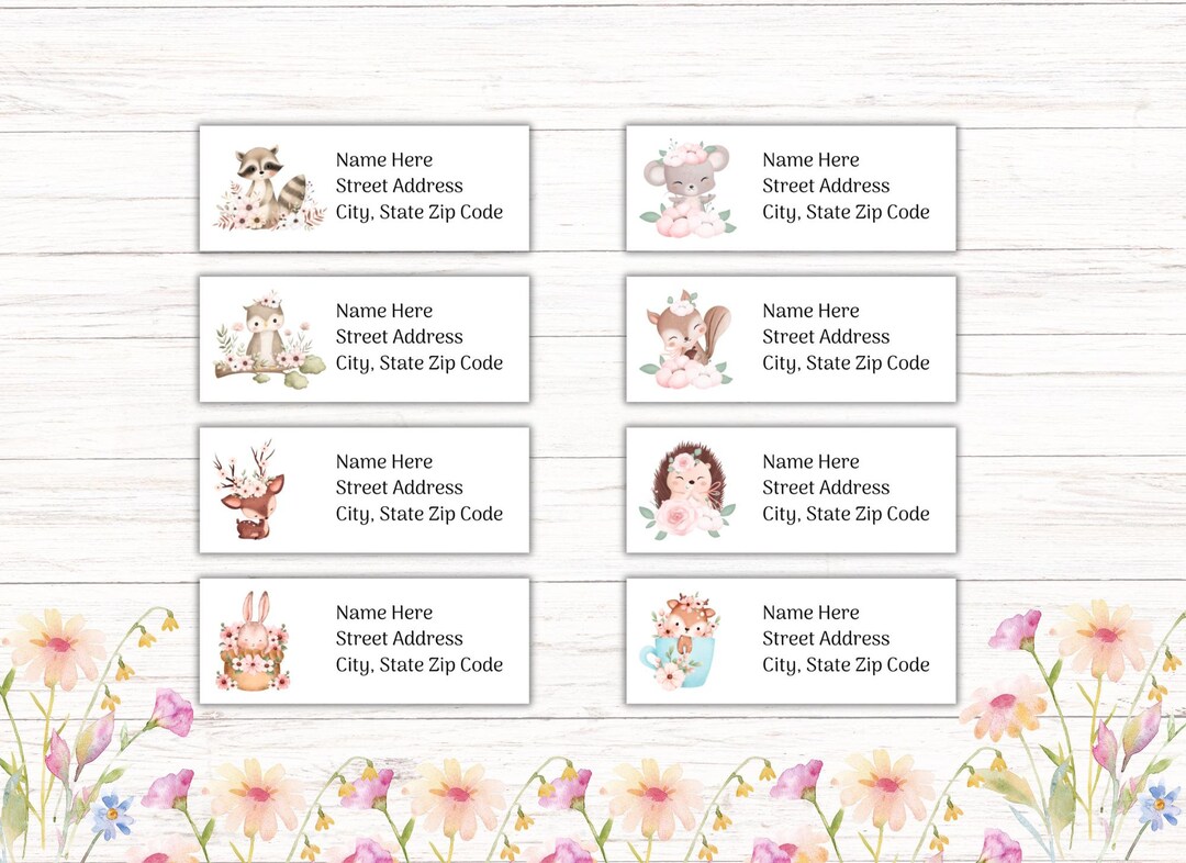 Woodland Animals Return Address Labels | Baby Woodland Animal Label ...