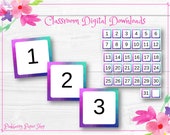 Printable Rainbow Calendar Numbers Classroom Labels & - Etsy
