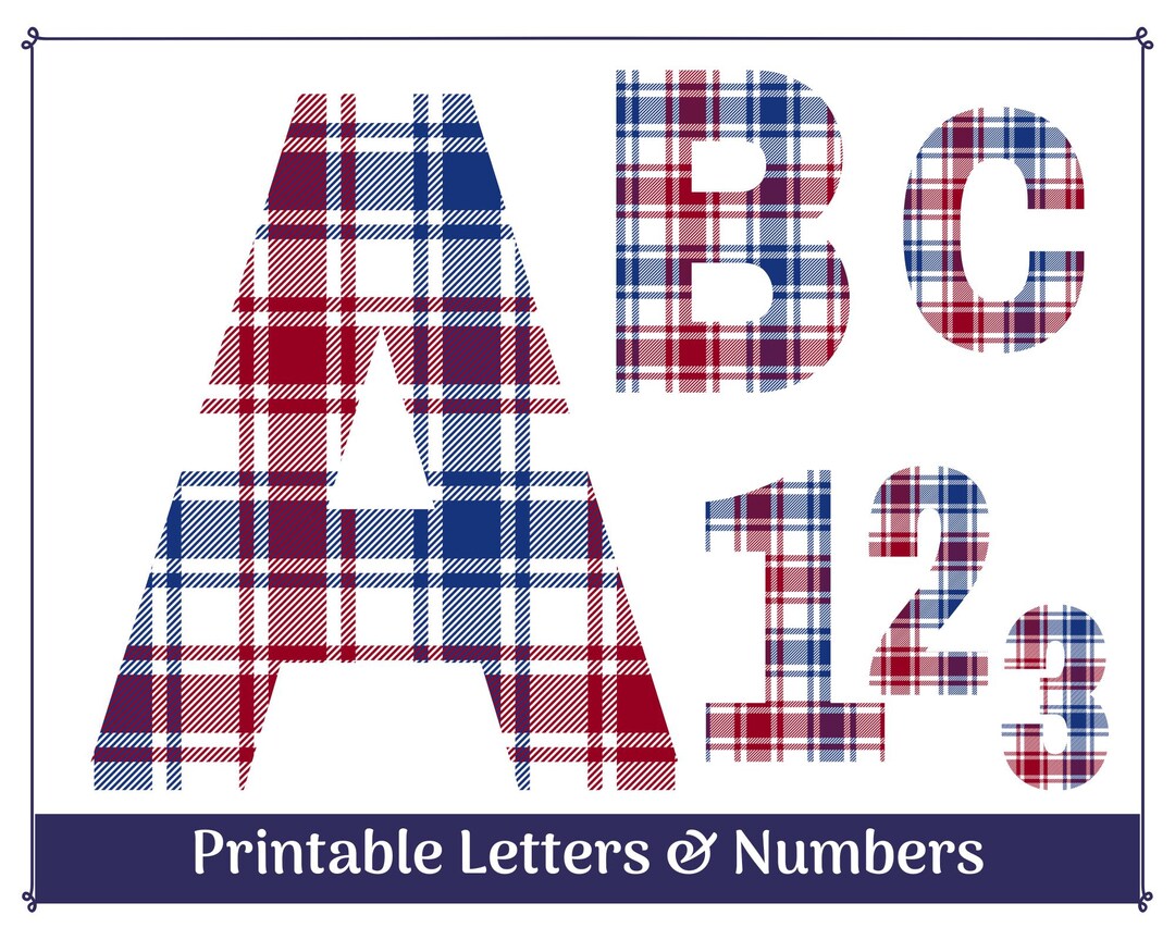 Plaid Alphabet Letters & Numbers: DIY Banner, Scrapbooking (digital ...