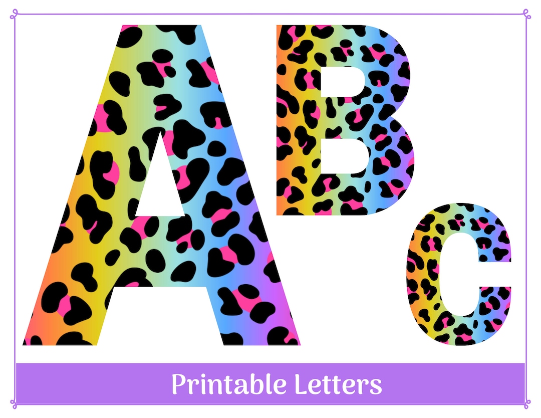 Rainbow Leopard Print Alphabet & Numbers: A-Z, 0-9 (digital Download ...