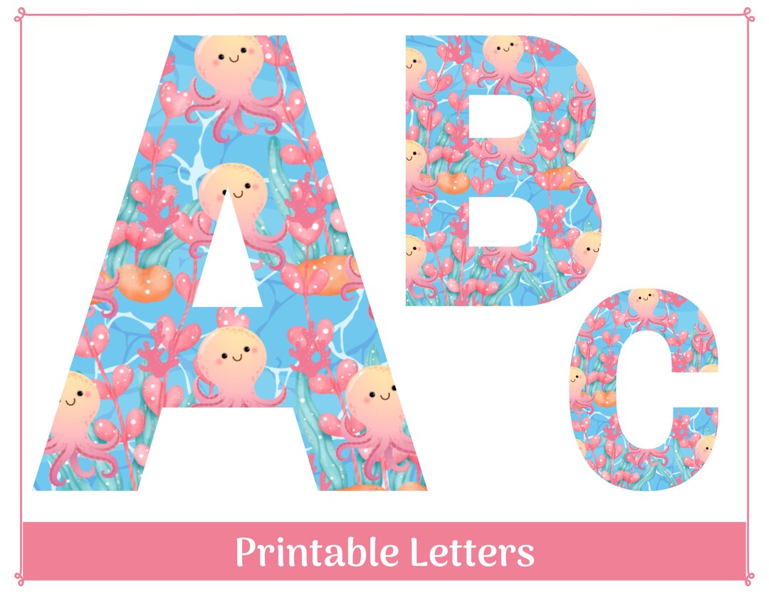Octopus Alphabet Clip Art: A-Z Letters & 0-9 Numbers (printable) - Etsy