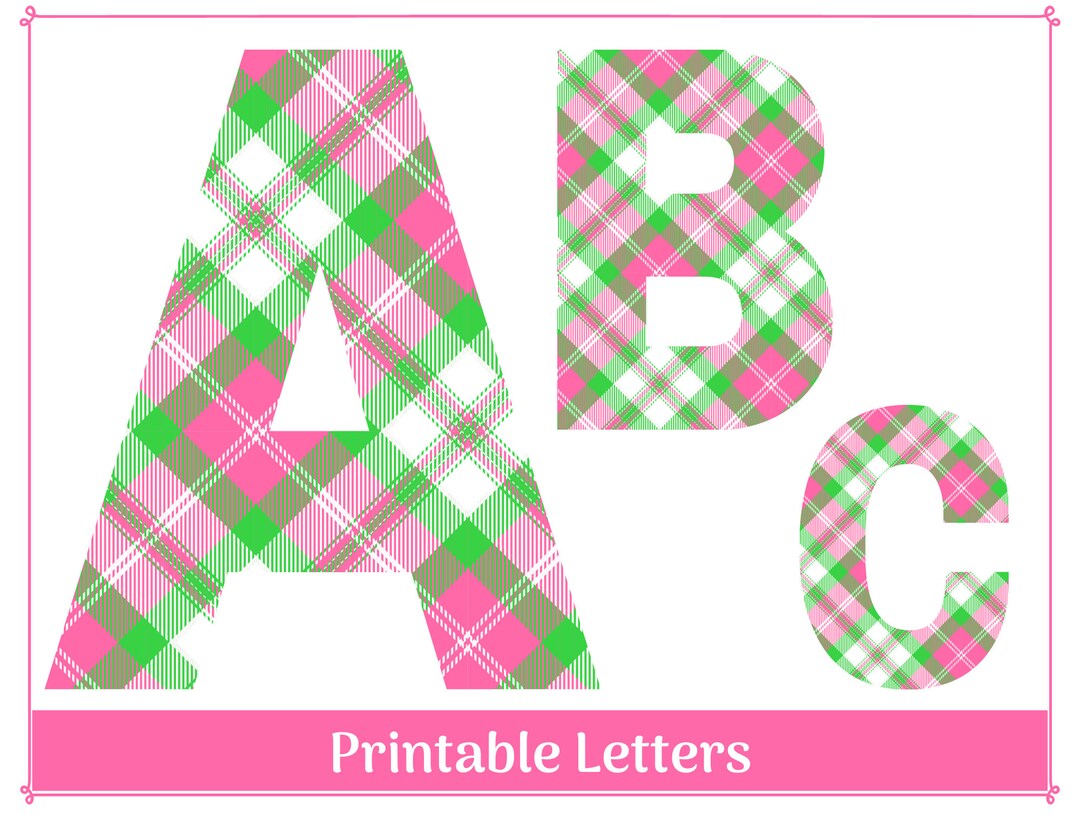 Preppy Pink and Green Plaid Alphabet Clip Art Letters A-Z and - Etsy