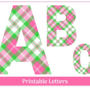 Preppy Pink and Green Plaid Alphabet Clip Art Letters A-Z and Numbers 0 ...