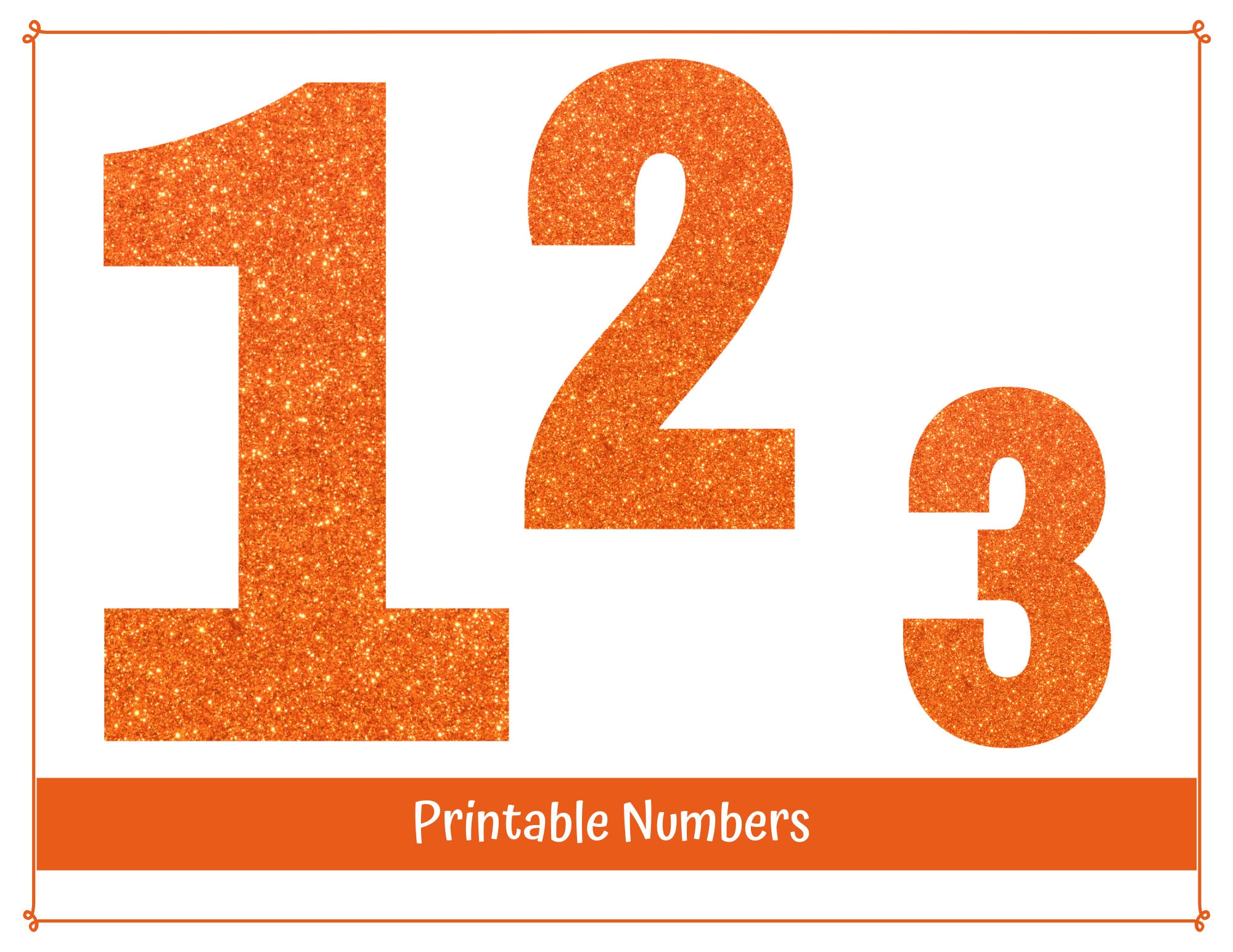 Orange Glitter Printable Clip Art Numbers DIY Banner - Etsy UK