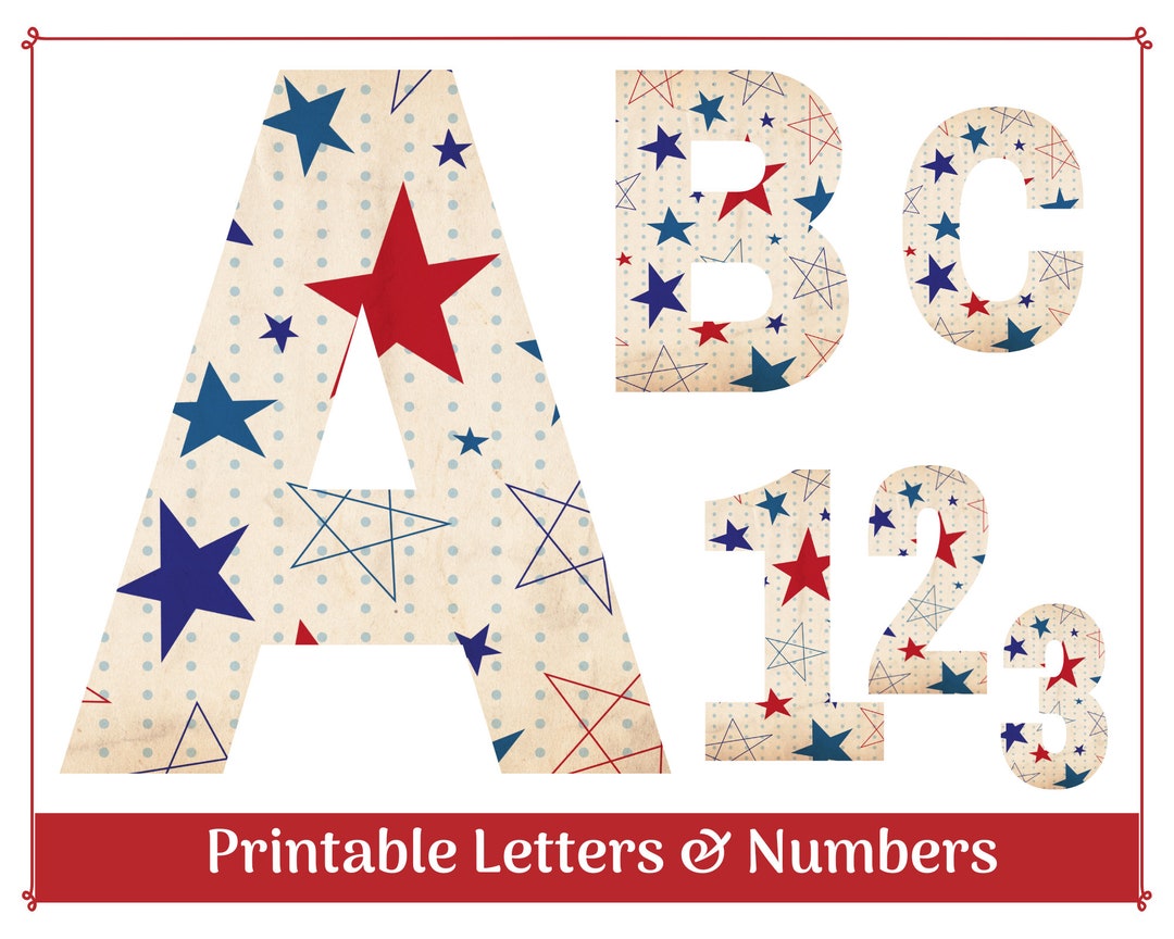 Patriotic Alphabet Clip Art: 4th of July Letters & Numbers (digital ...