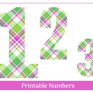 Green and Pink Plaid Alphabet Letters A-Z, Numbers 0-9 | DIY Banner, Bulletin Board Set - Etsy