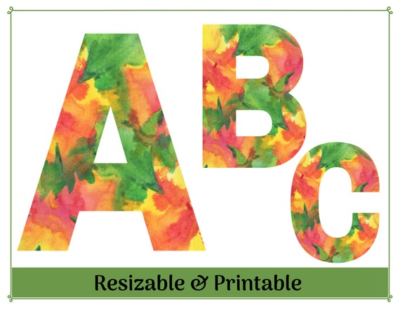 Fall Watercolor Alphabet Letter Clip Art Digital Alphabet - Etsy