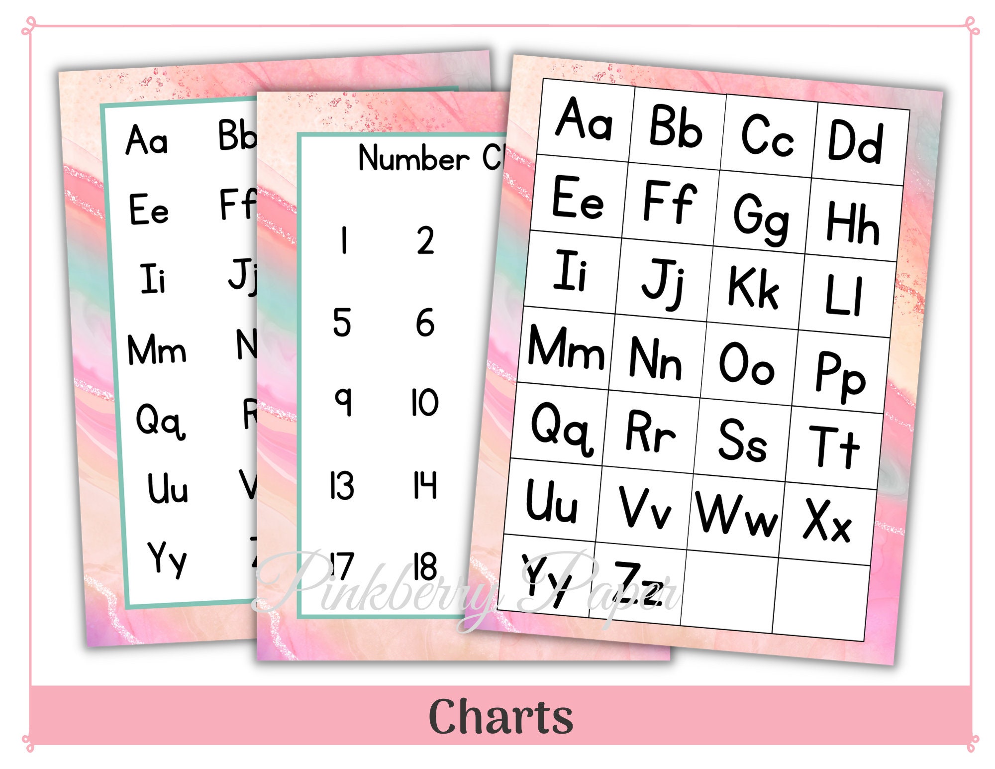 Alphabet and Number Charts | Printable & Resizable - Etsy