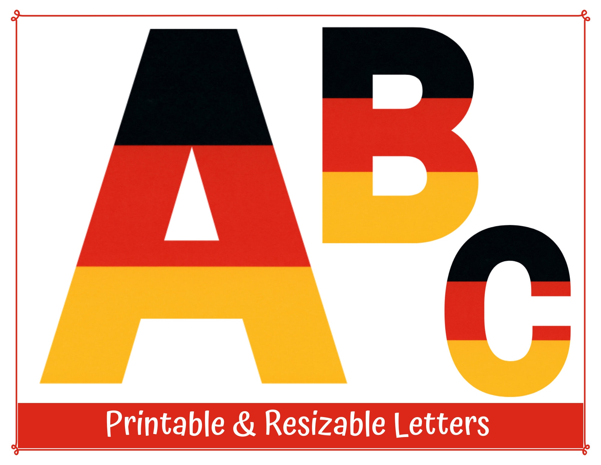 Letras del alfabeto imprimibles con la bandera alemana, letras para ...