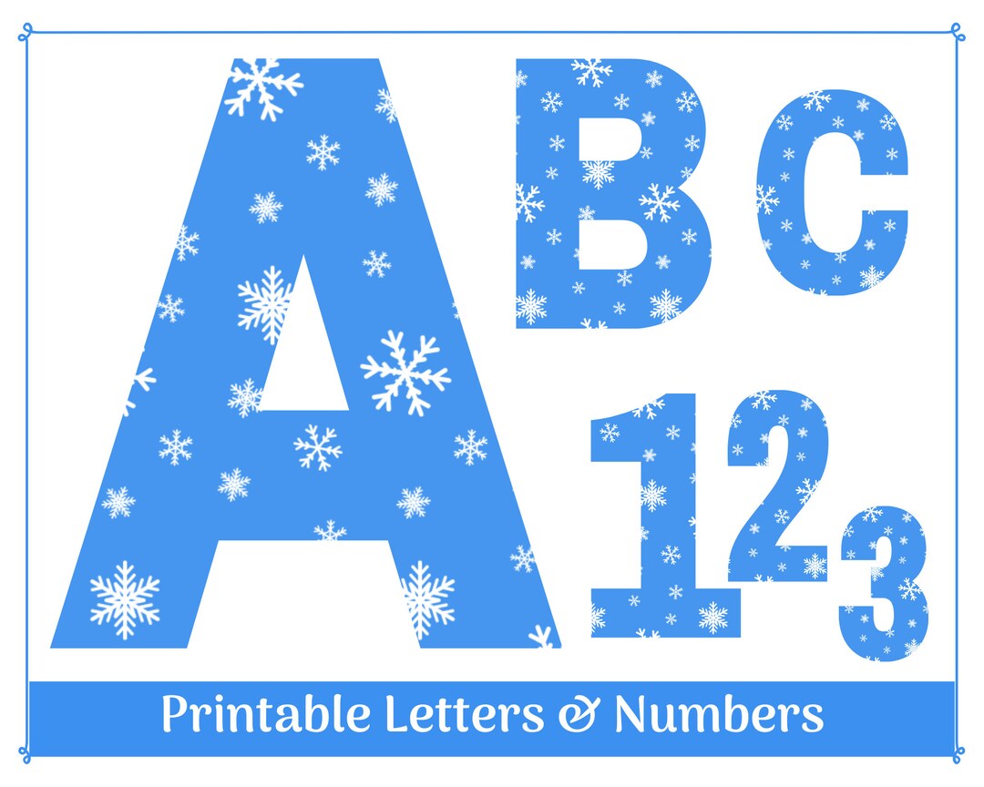 Blue Snowflake Alphabet Letters A-Z, Numbers 0-9 Clip Art, Printable ...