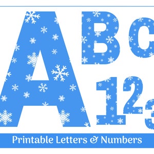 Blue Snowflake Alphabet Letters A-Z, Numbers 0-9 Clip Art, Printable ...