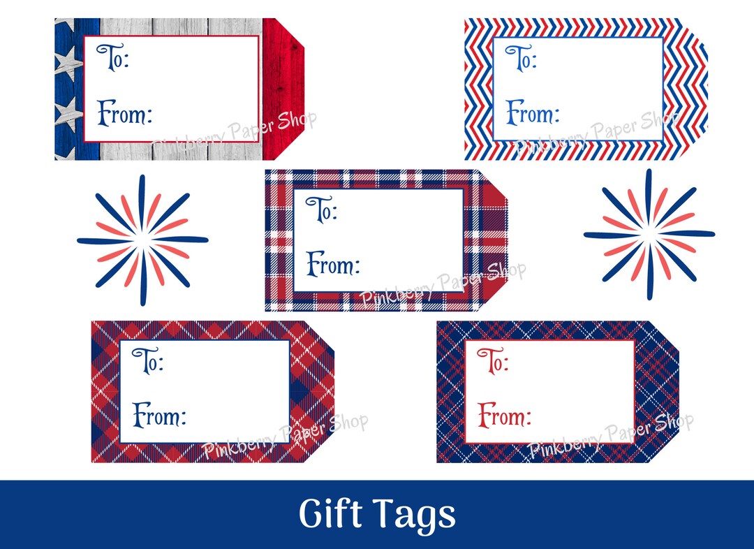 Patriotic Gift Tags DIY Printable Labels 5 Designs - Etsy