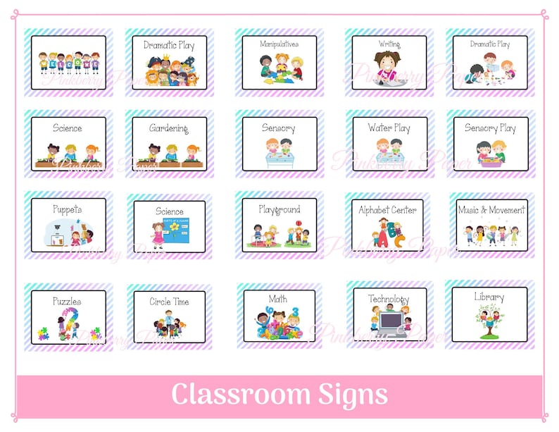 Preschool Center Signs: Set of 30 Printable Classroom Signs (digital ...