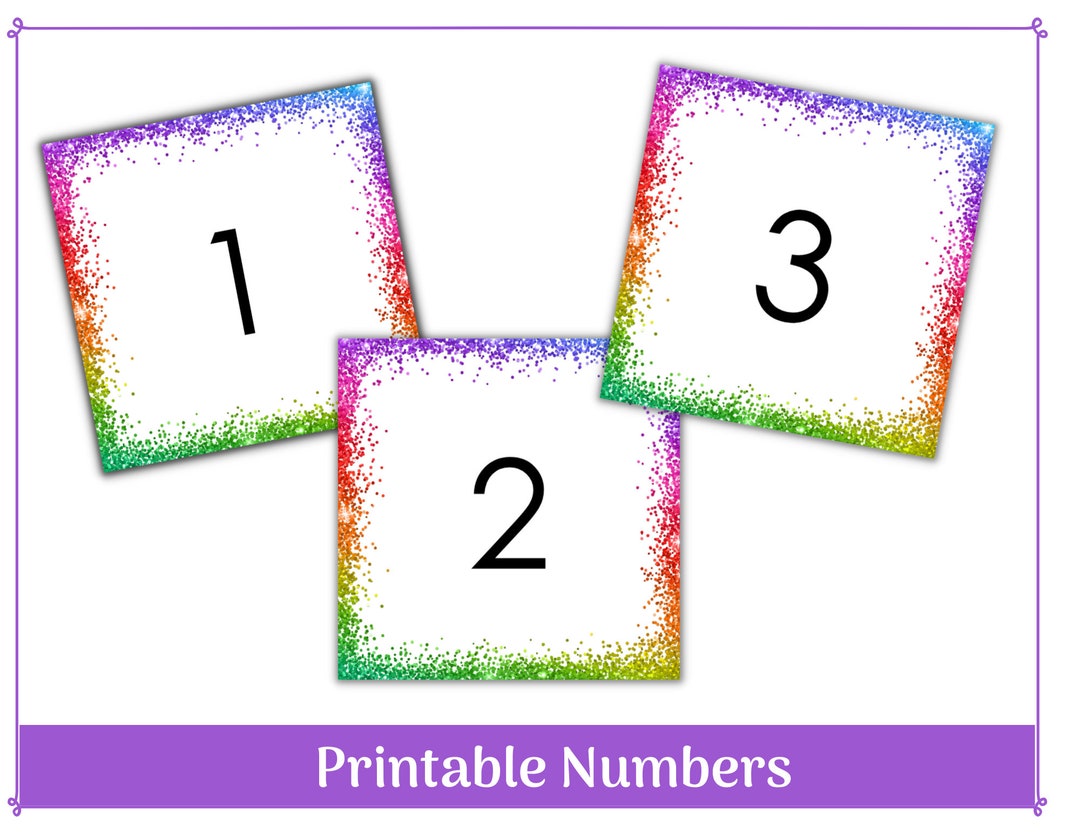 Rainbow Glitter Numbers | Classroom Calendar Numbers | Printable ...