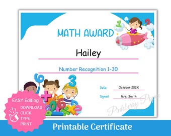 Shape Recognition Award | Preschool Math Certificate | Printable and ...