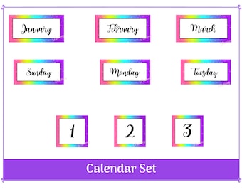 Rainbow Classroom Calendar: Printable Headers & Numbers (digital File ...