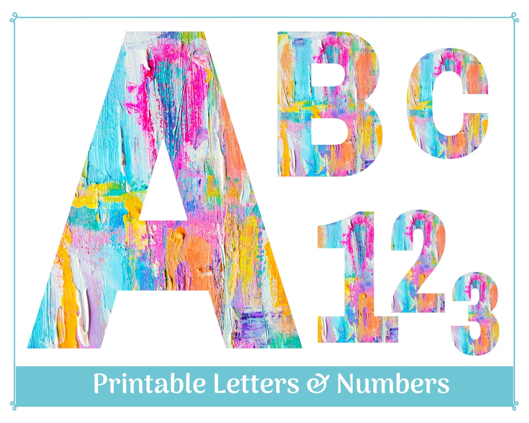 Painted Alphabet Letters A-Z, Numbers 0-9 | Banner, Bulletin Board ...