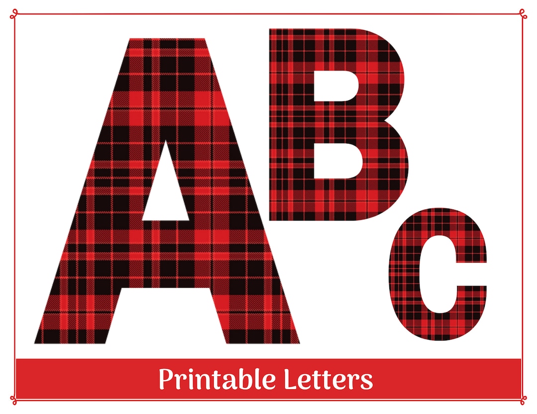 Red and Black Plaid Printable Alphabet Letters & Numbers | Uppercase A ...