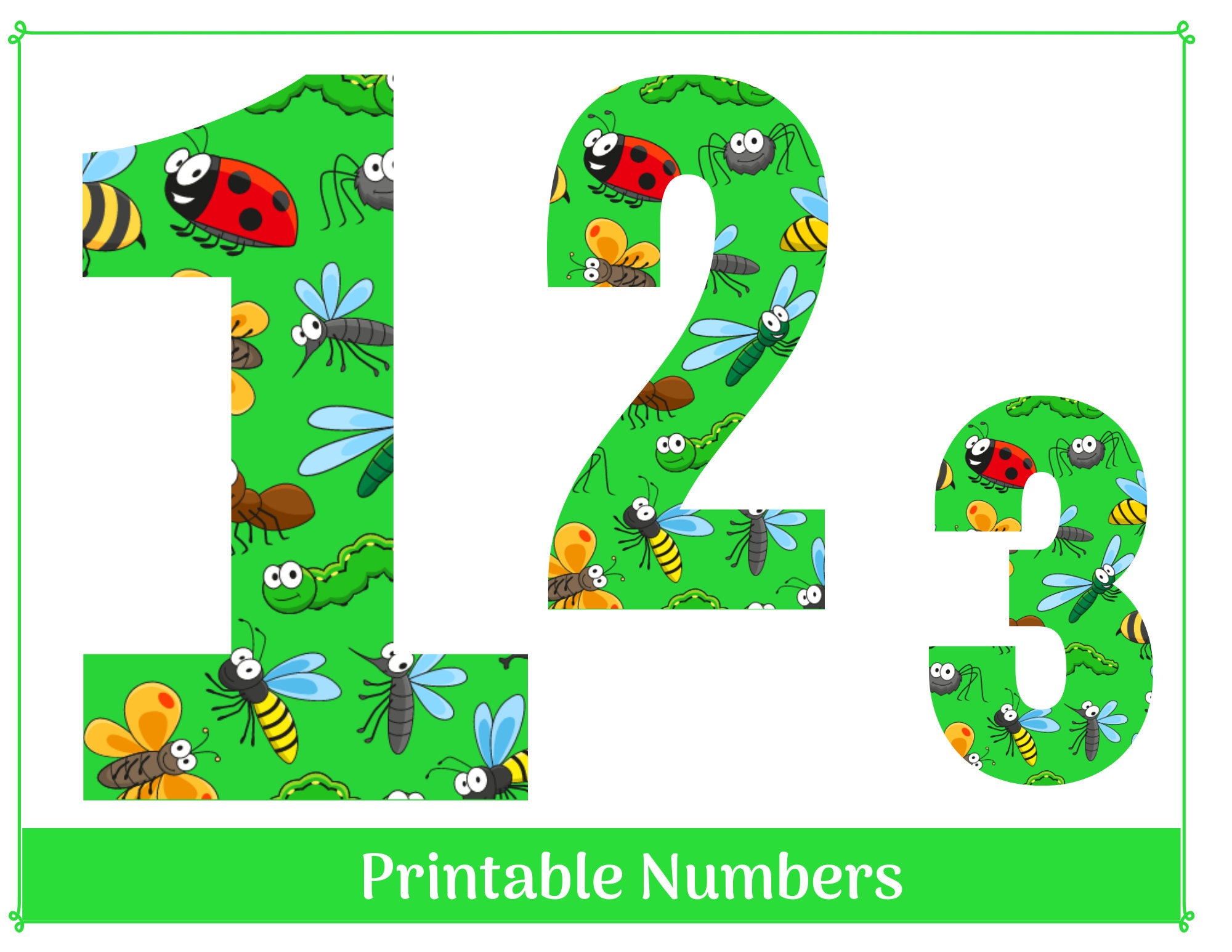 Insect Alphabet Clip Art: A-Z Letters & 0-9 Numbers (printable Banner ...