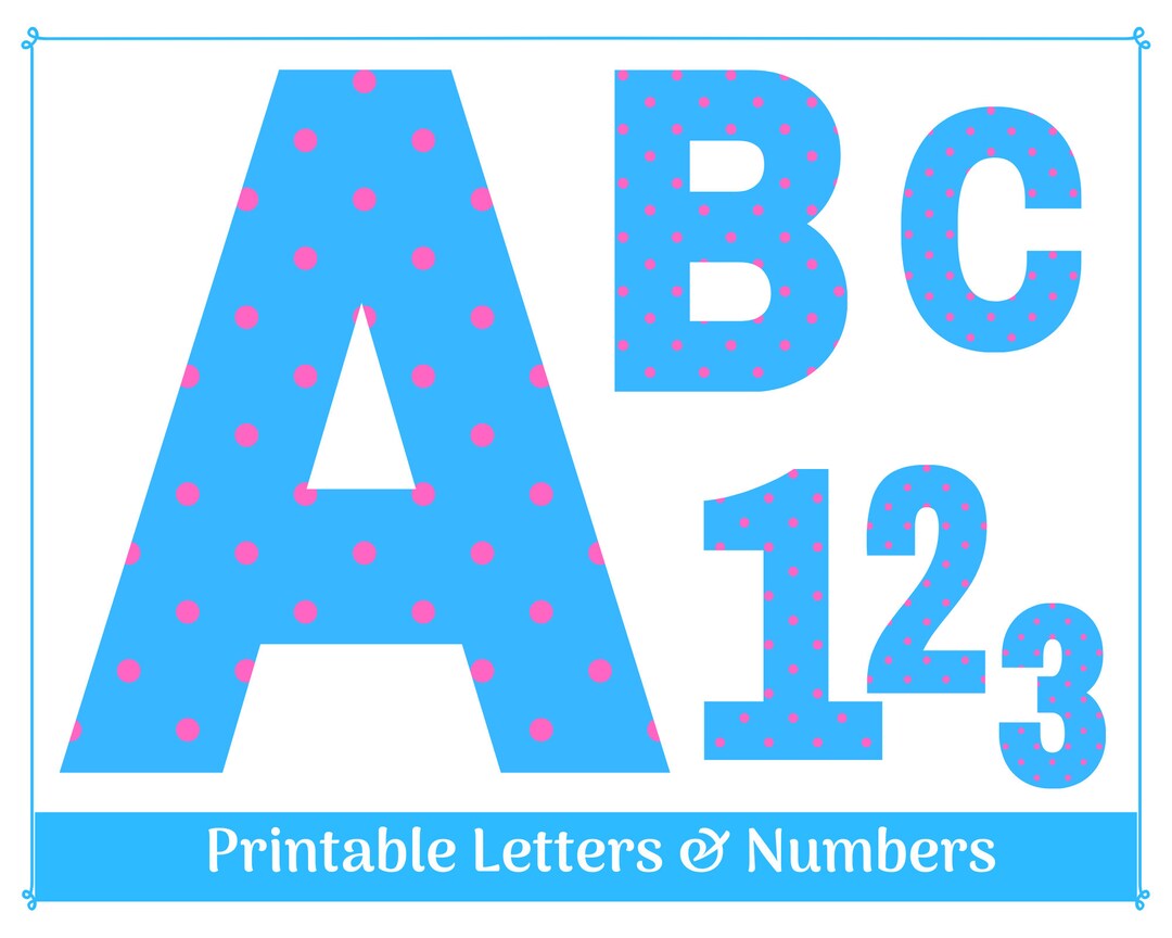 Pink & Blue Alphabet Letters A-Z, Numbers 0-9 | Banner, Bulletin Board ...