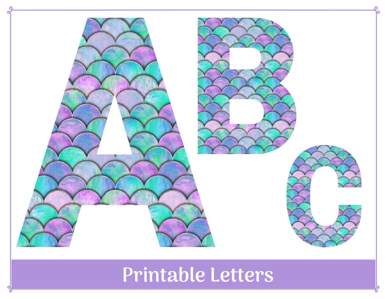 Mermaid Scales Alphabet Uppercase A-Z DIY Banner - Etsy