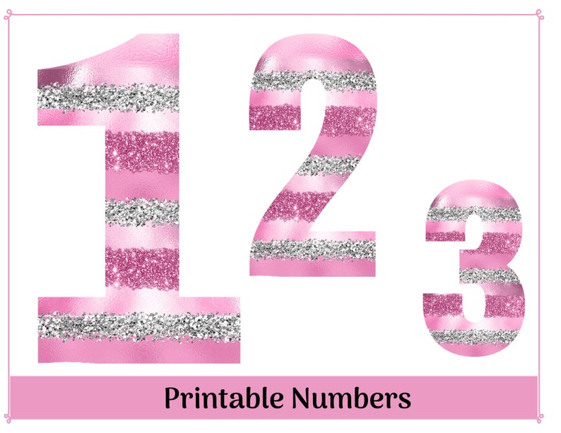 Pink Glitter Alphabet Clip Art: Metallic Letters & Numbers (digital ...