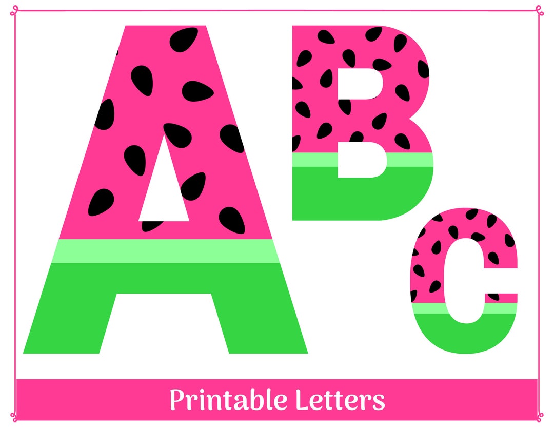 Watermelon Alphabet Clip Art: Printable Letters & Numbers (A-Z, 0-9 ...