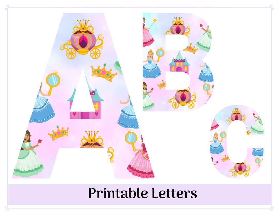 Princess Alphabet Clip Art Letters A-Z and Numbers 0-9 | Printable ...