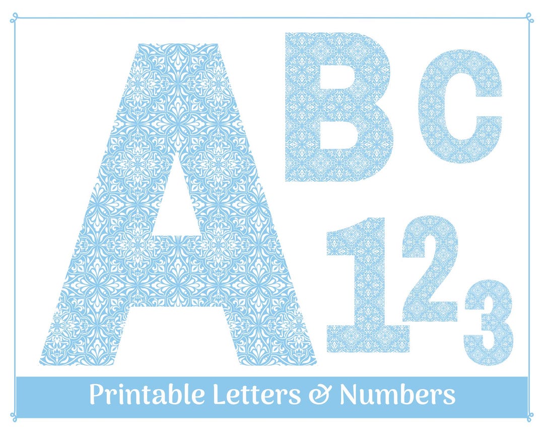 Blue Floral Alphabet & Numbers Clip Art (digital Download) - Etsy