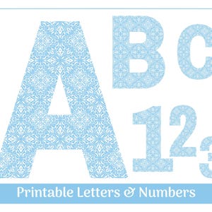 Blue Floral Alphabet Letters A-Z, Numbers 0-9 Bulletin Board, Banner ...