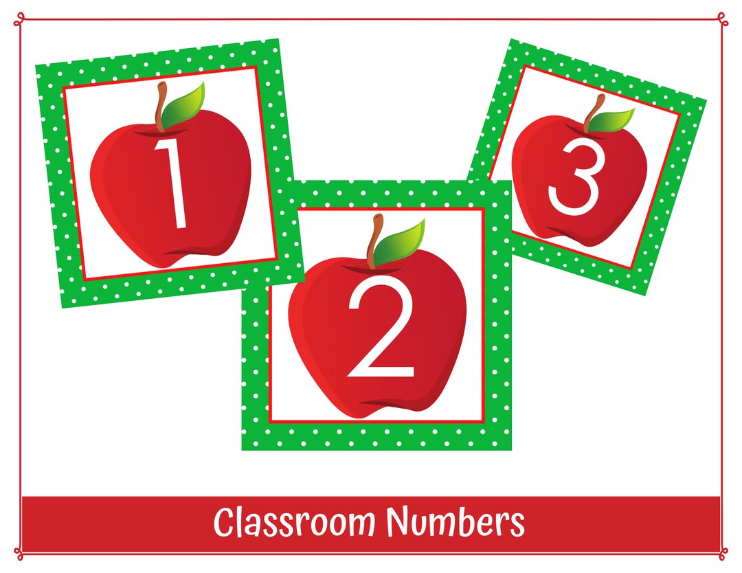 Apple Numbers | Green Polka Dot & Red Apples | DIY Banners, Bulletin ...