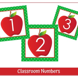 Apple Numbers | Green Polka Dot & Red Apples | DIY Banners, Bulletin ...