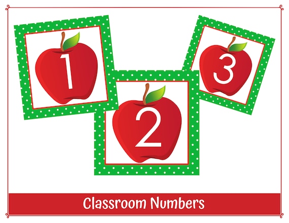 Apple Numbers Green Polka Dot & Red Apples DIY Banners - Etsy