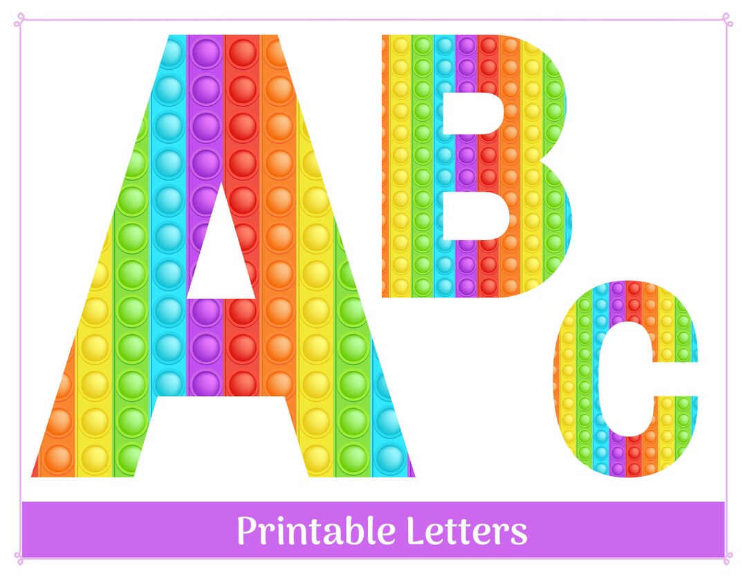 Rainbow Sensory Pop Alphabet Letters A-Z, Numbers 0-9 | Banner ...