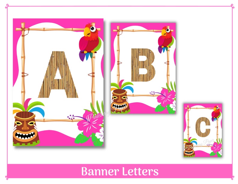 Tropical Tiki Banner Set | Bamboo Alphabet | Uppercase A-Z | Printable ...