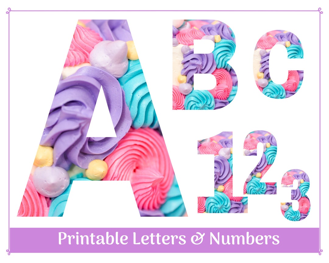 Unicorn Frosting Alphabet Letters A-Z, Numbers 0-9 | Banner, Bulletin ...