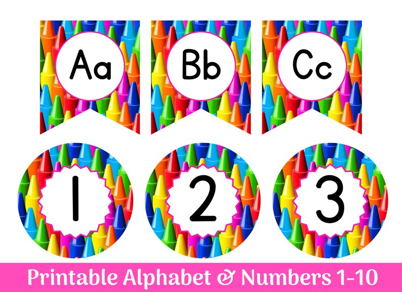 Crayon Alphabet Letters & Numbers Printable and Resizable - Etsy
