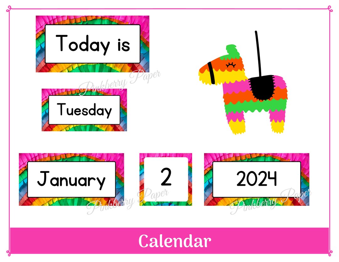 Mexican Piñata Calendar Headers and Numbers | Instant Digital Download ...
