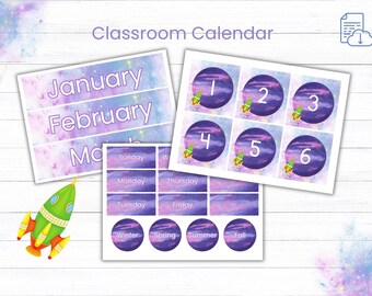 Space Theme Classroom Calendar: Printable Headers & Numbers (digital ...