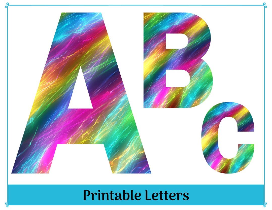 Rainbow Lights Alphabet Letters A-Z, Numbers 0-9 | Banner, Bulletin ...