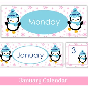 January Classroom Calendar Header and Numbers| Printable & Resizable ...