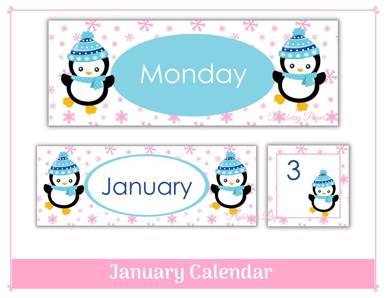 January Classroom Calendar Header and Numbers Printable & - Etsy