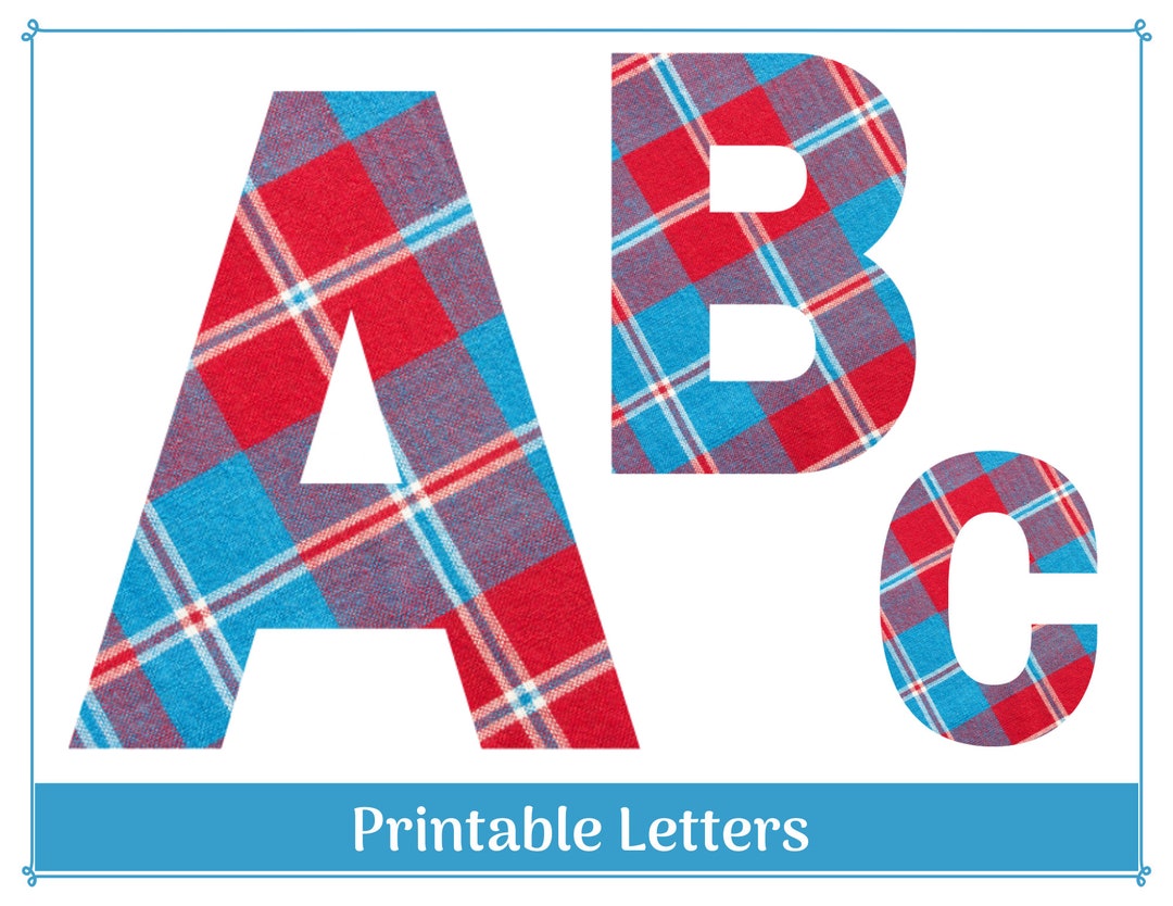 Blue and Red Plaid Alphabet Letter Clip Art Resizable & - Etsy