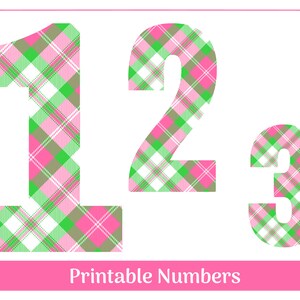 Preppy Pink and Green Plaid Alphabet Clip Art Letters A-Z and Numbers 0 ...