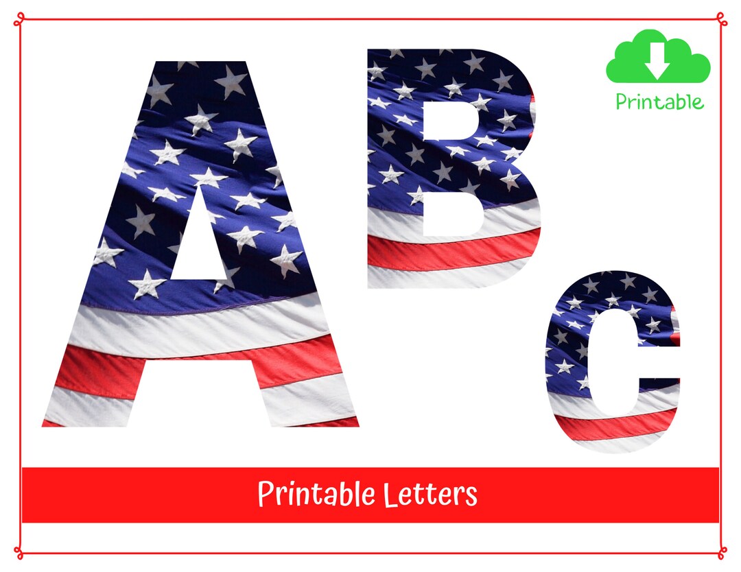 American Flag Patriotic Printable Letters Scrapbooking - Etsy