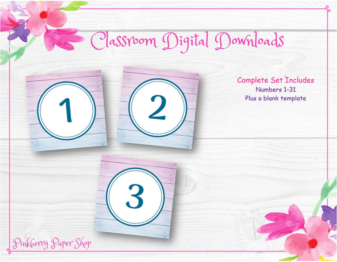Cottage Chic Classroom Number Set (digital Download) - Etsy