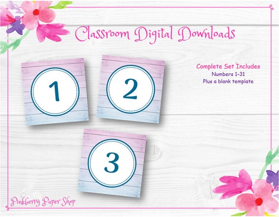 Cottage Chic Classroom Number Set Instant Digital Download | Etsy