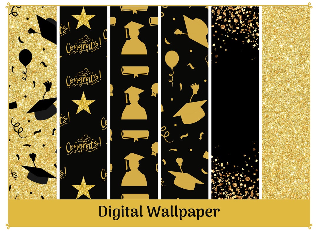 Graduation Gold and Black Glitter Printable Wallpaper | Printable ...