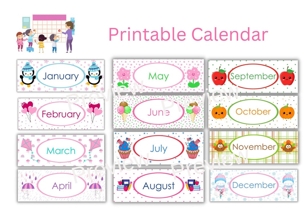 Seasonal Classroom Calendar Set | Monthly Themed Printable & Resizable ...